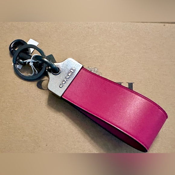 Coach | Accessories | Coach Pink Leather Loop Keychain Fob Bag Charm ...
